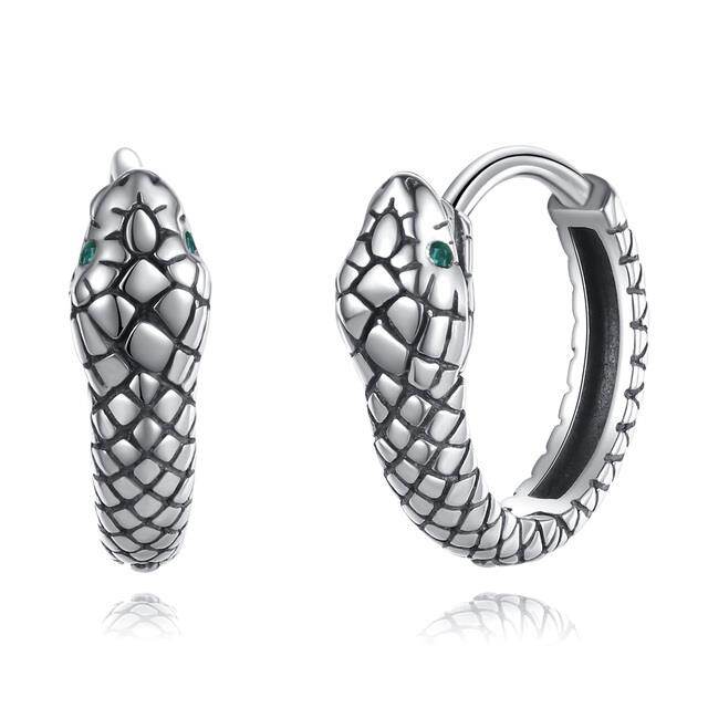 {Receive Yali} EUDORA งู925เงินสเตอร์ลิงห่วงหูฝังด้วยเซอร์โคเนียมสีเขียวต่างหูแบบห่วงสำหรับ ...