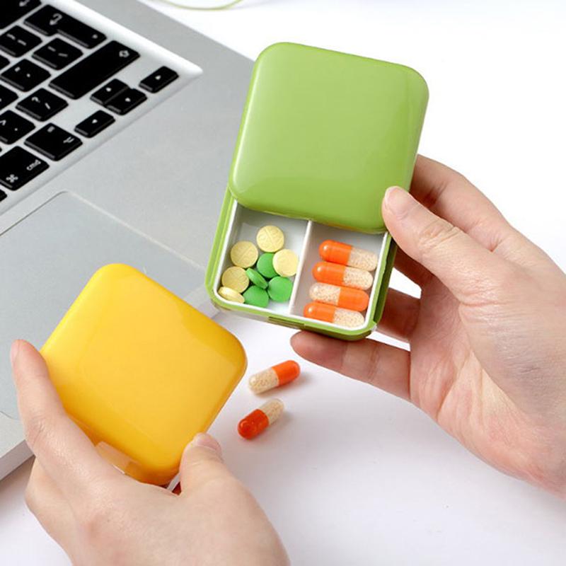 [SIYI]Push-open Pill Organizer Medication 2 Compartment Box Portable ...