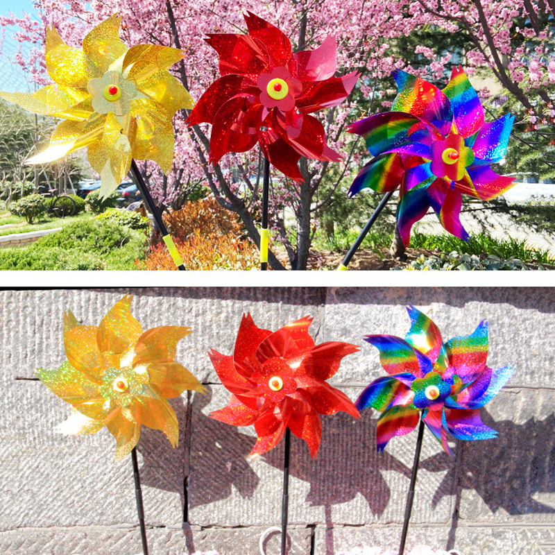 Reflective Pinwheels with Stakes Extra Sparkly Pin Wheel for Garden ...
