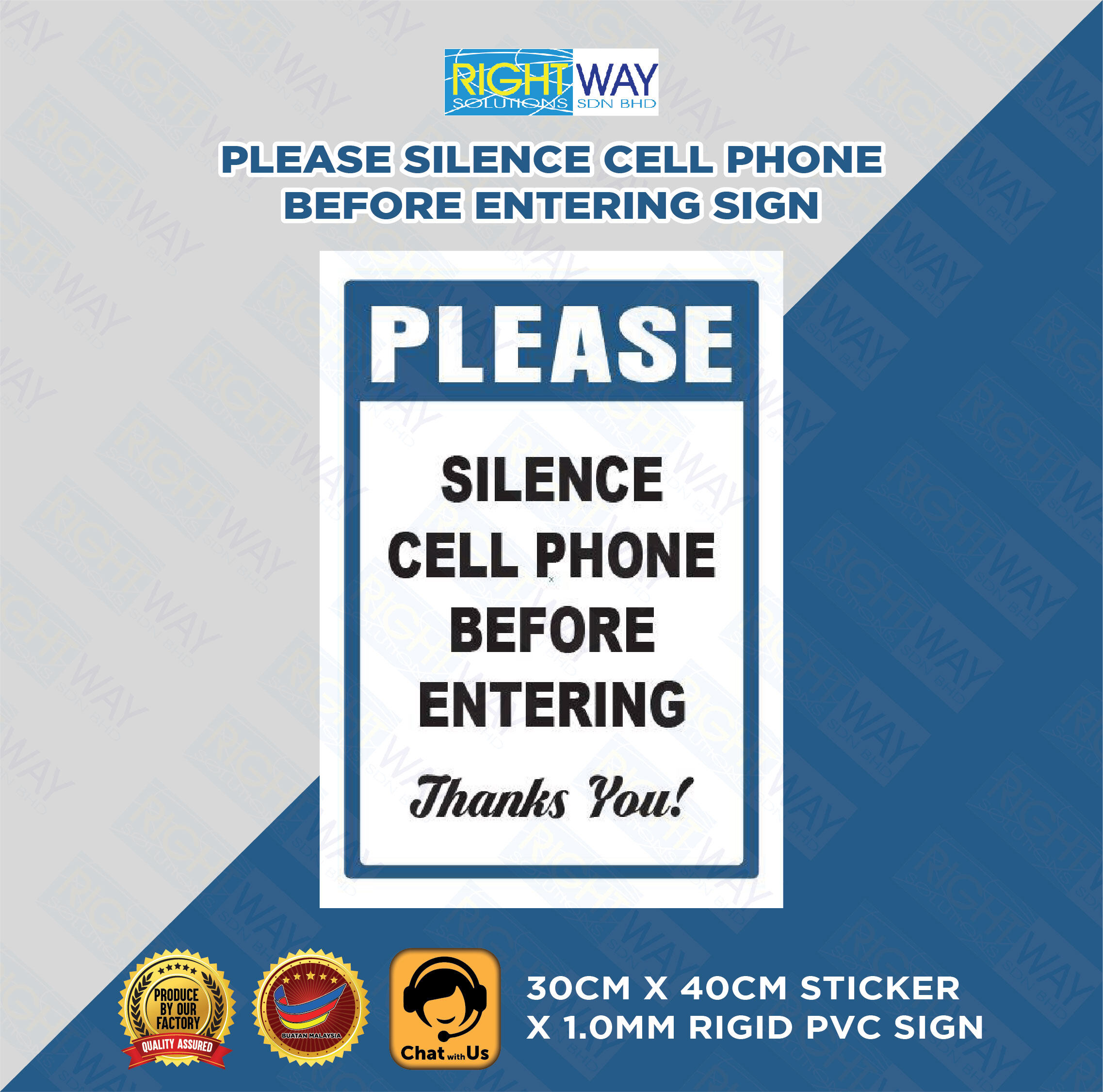 PLEASE SILENCE CELL PHONE BEFORE ENTERING SIGN 400MM X 300MM X 1.0MM ...