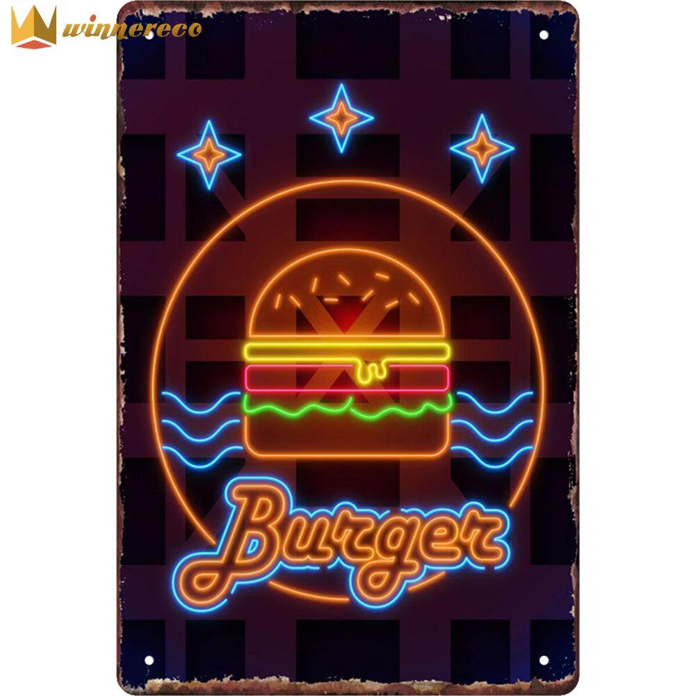 20x30cm Rectangle Shape Vintage Metal Tin Plate Burger Posters Retro ...