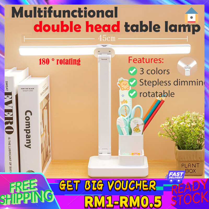 【Malaysia Spot Sale】Double lamp LED Foldable Study Lamp USB ...