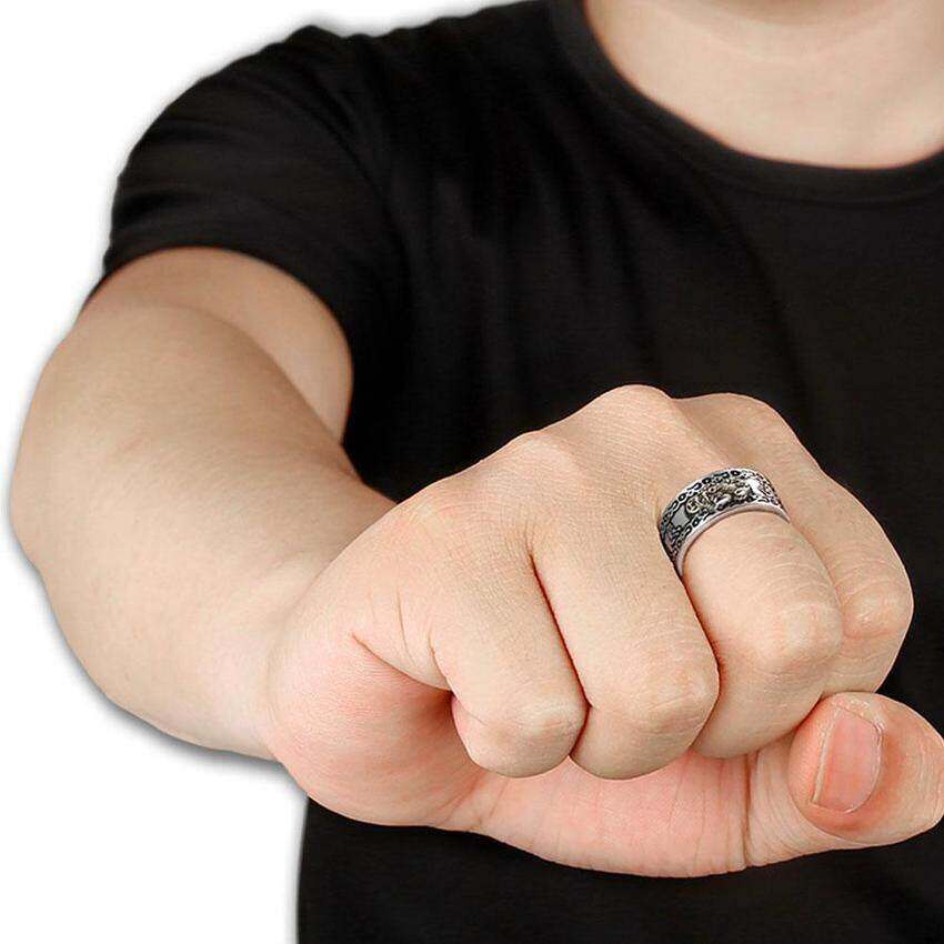Men Pixiu Charms Ring Feng Shui Amulet Wealth Lucky Open Adjustable ...