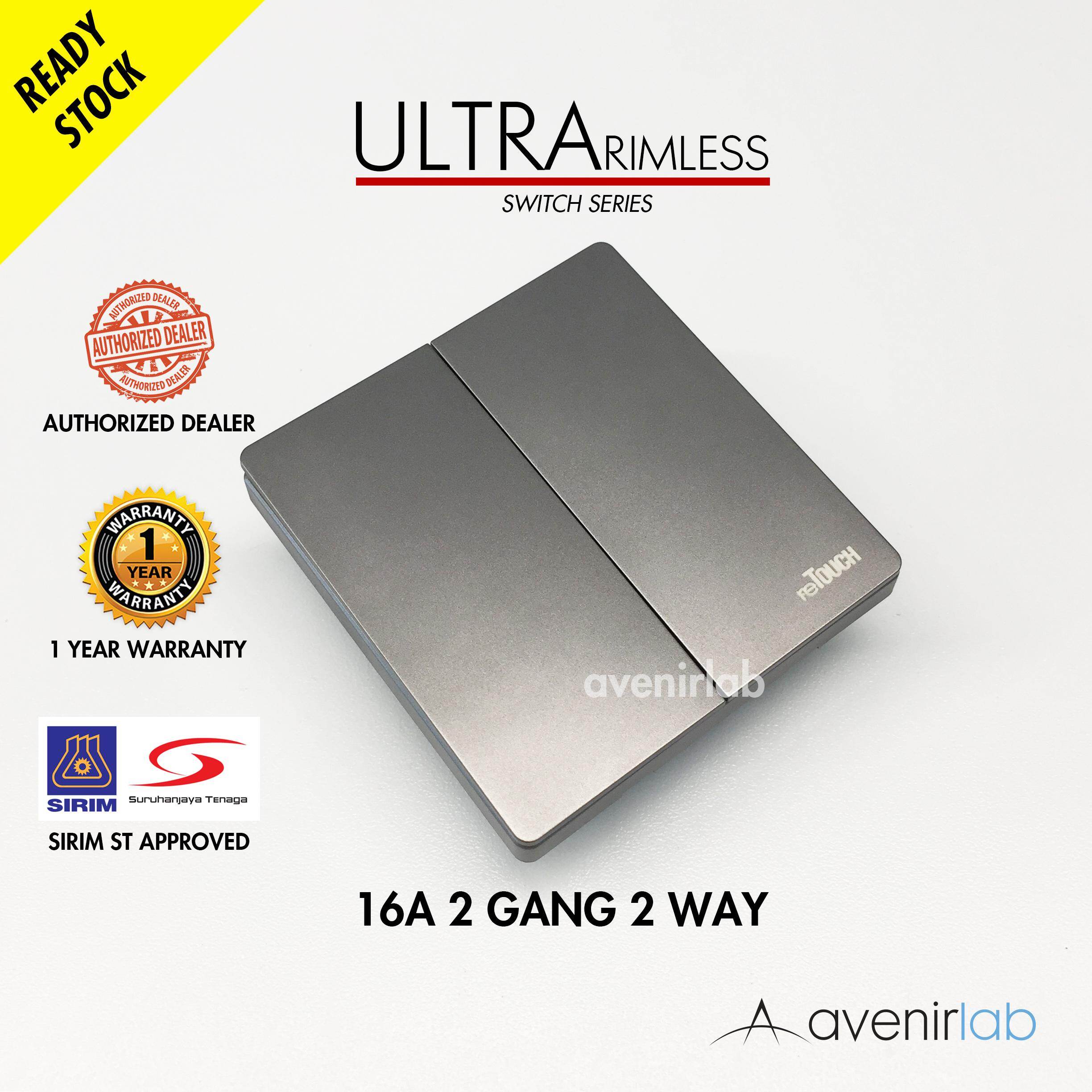 reTouch Ultra Rimless 2 Gang 2 Way 16A Wall Switch Malaysian SIRIM ...