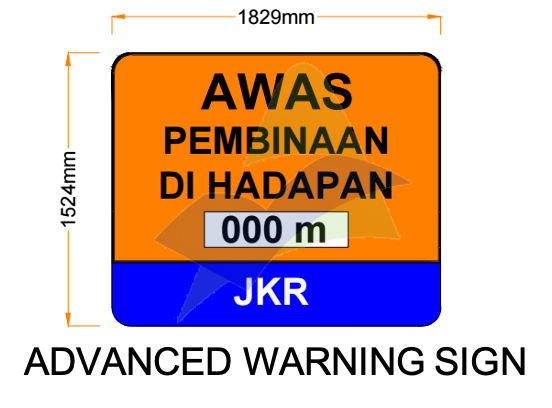 ADVANCED WARNING SIGNBOARD JKR SPEC / AWAS PEMBINAAN DI HADAPAN (SIZE ...