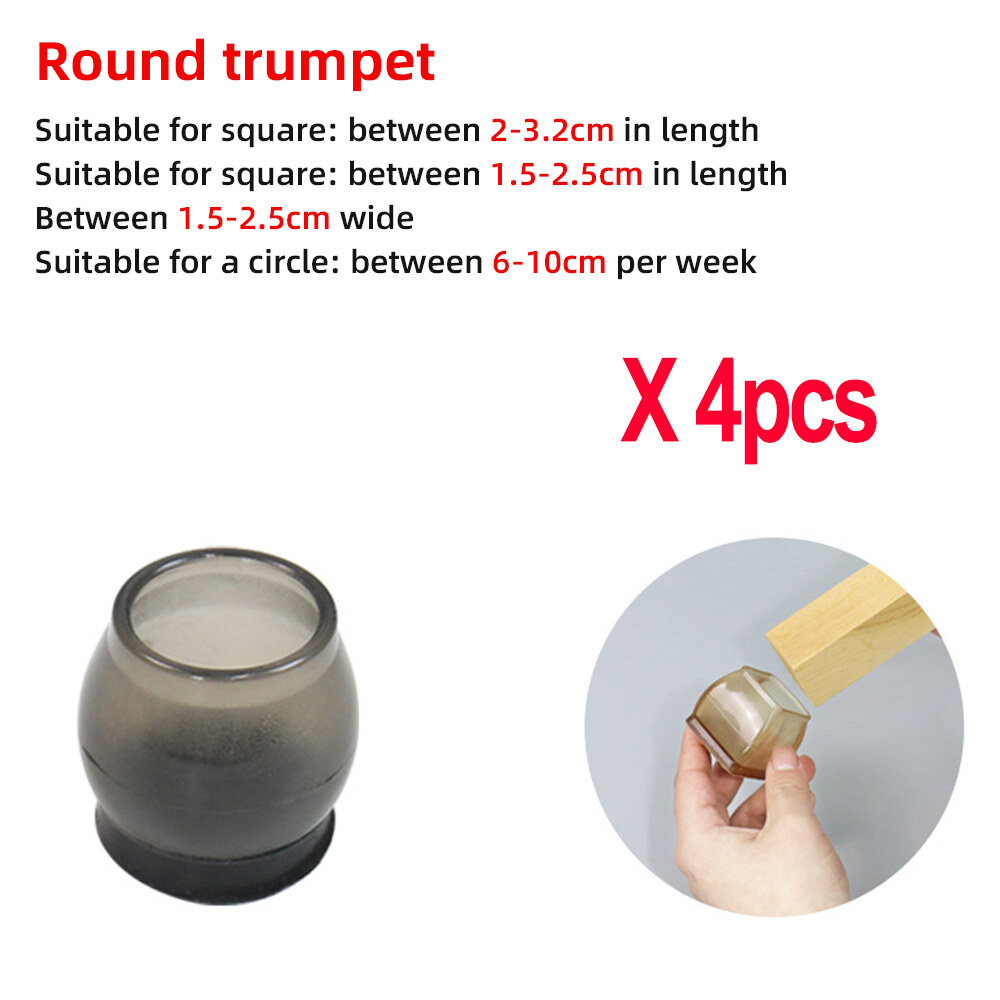 4pcs Silicone Chair Leg Floor Protectors with Wrapped Felt Bar Stool ...