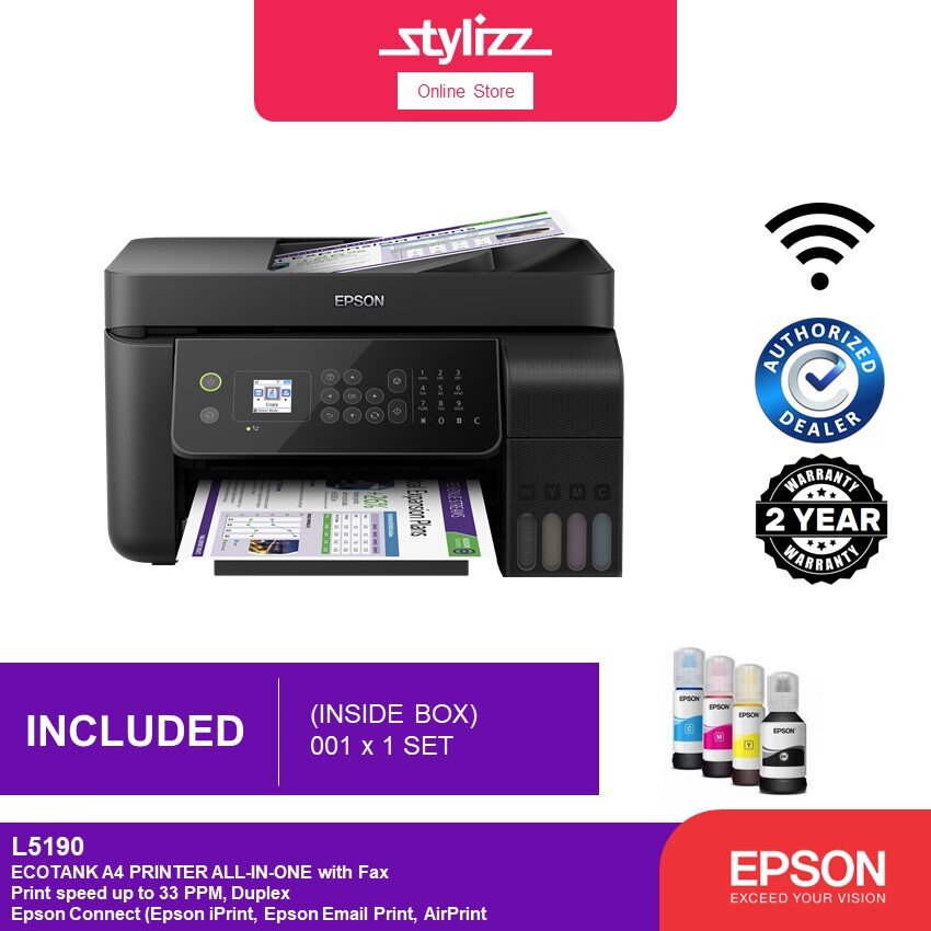 Epson EcoTank L5190 L5290 Ink Tank AIO Printer (Print, Scan, Copy, Fax ...