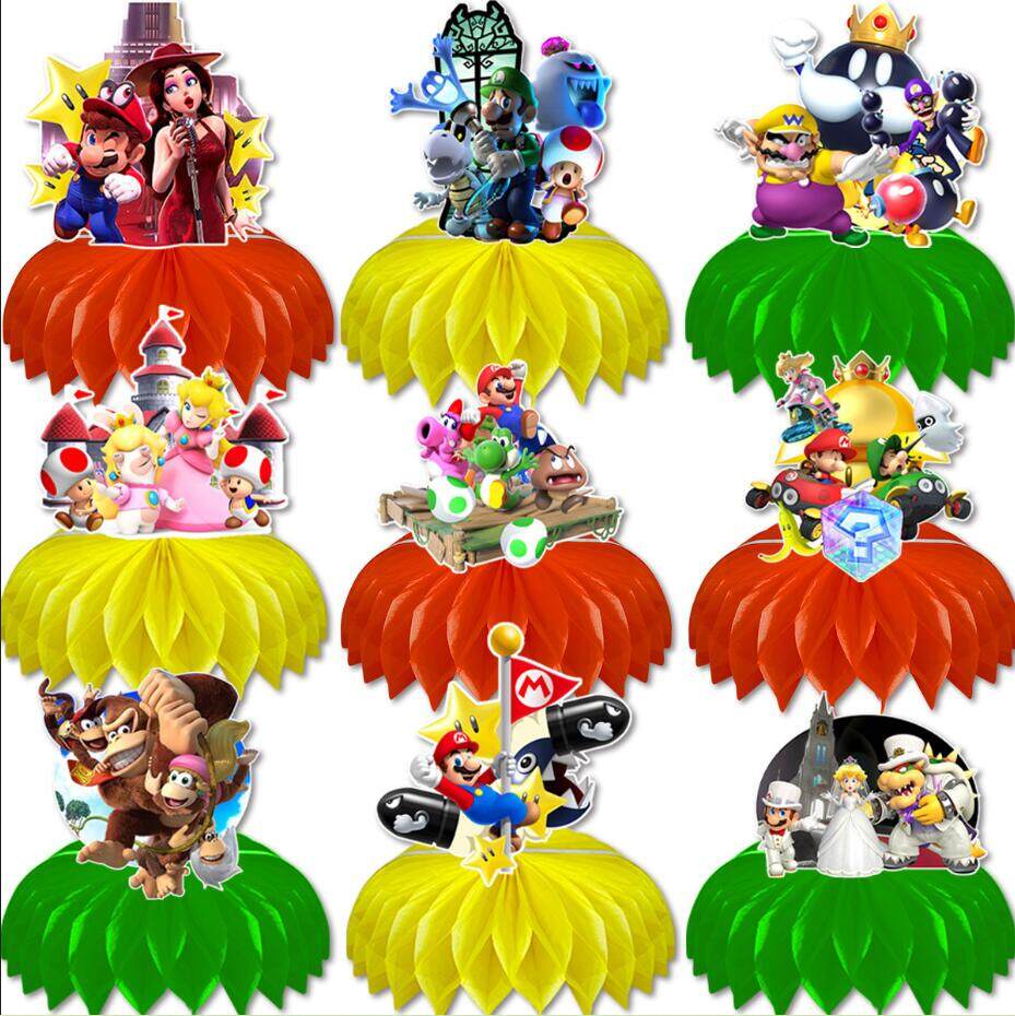 9 Pieces Super Mario Table Ornament Honeycomb Centerpiece ornament ...