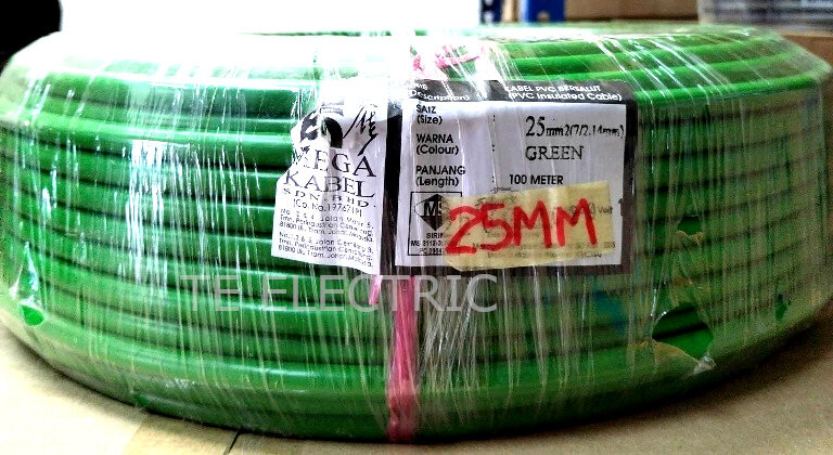 MEGA KABEL 25MM PVC CABLE BLACK / GREEN MEGA 25MM PVC INSULATED CABLE ...