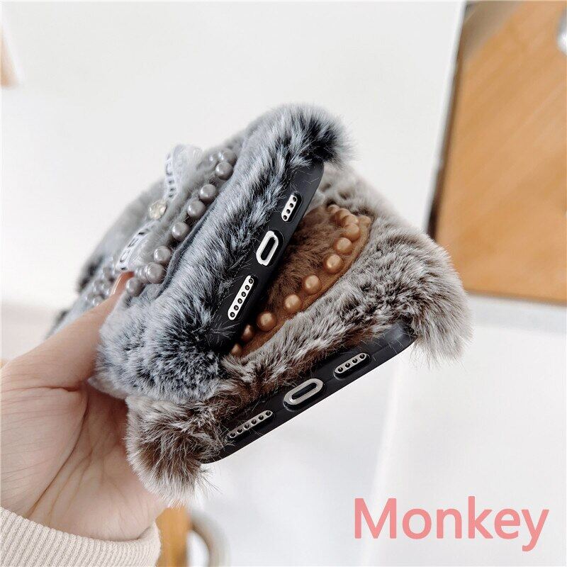 น่ารักกระต่าย Fur Plush โทรศัพท์สำหรับ OPPO Realme 8I 9I 9 8 7 6 5 3 ...