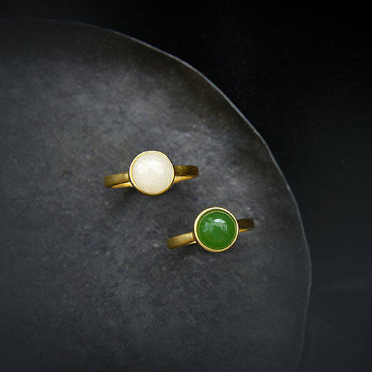 Natural Hetian jade Jasper white jade ring S925 silver jade ring ...