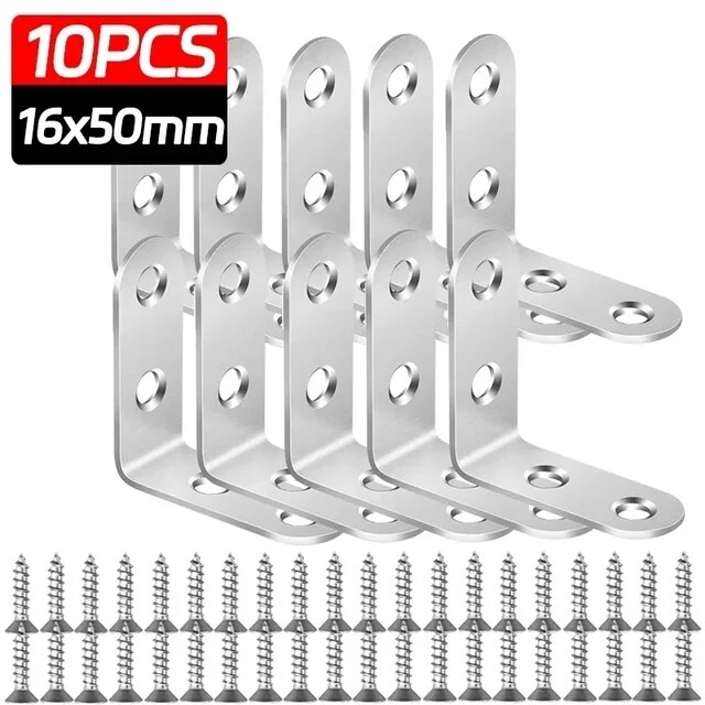 10Set L-Shaped Right Angle Corner Brackets Stainless Steel Bracket ...