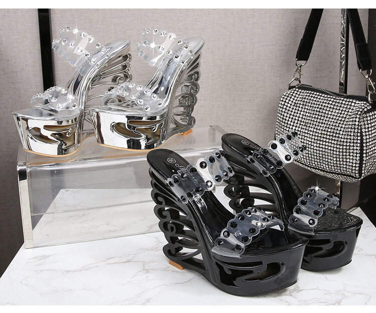 New Arrival August 2021 Women Open Toe PVC Club Heeled Sandals Party ...