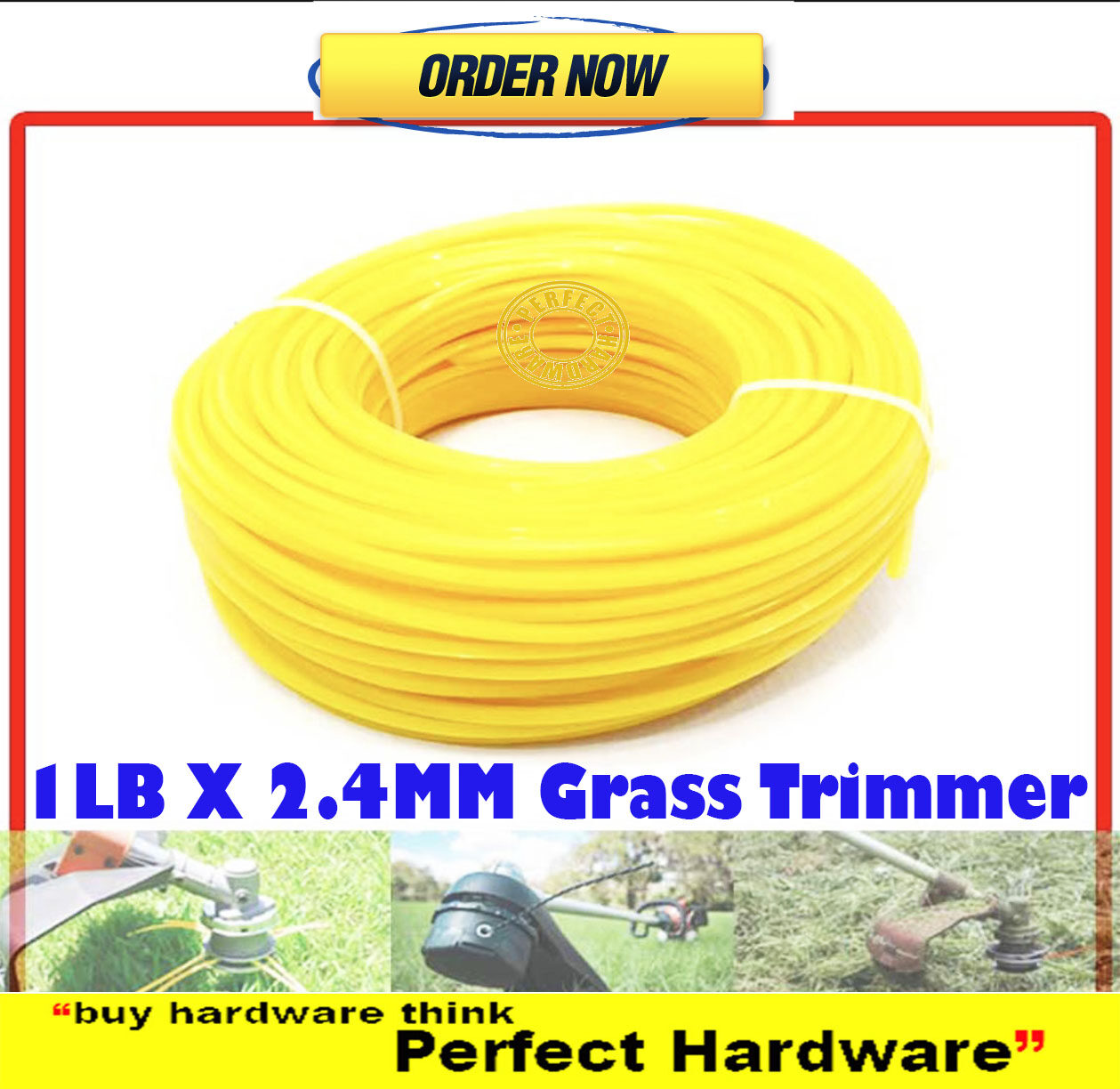 1LB / 5LB 2.4MM Yellow Nylon Brush Cutter Nylon Trimmer Line Square Cut Grass Trimmer Square ...