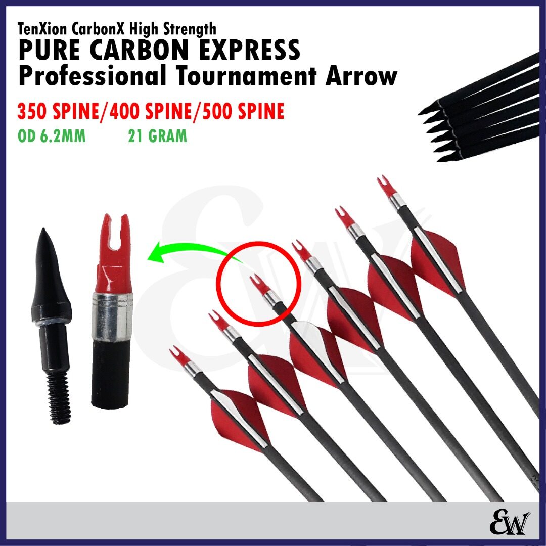 TenXion Archery CarbonX High Strength 6.2mm PURE CARBON EXPRESS Arrows ...