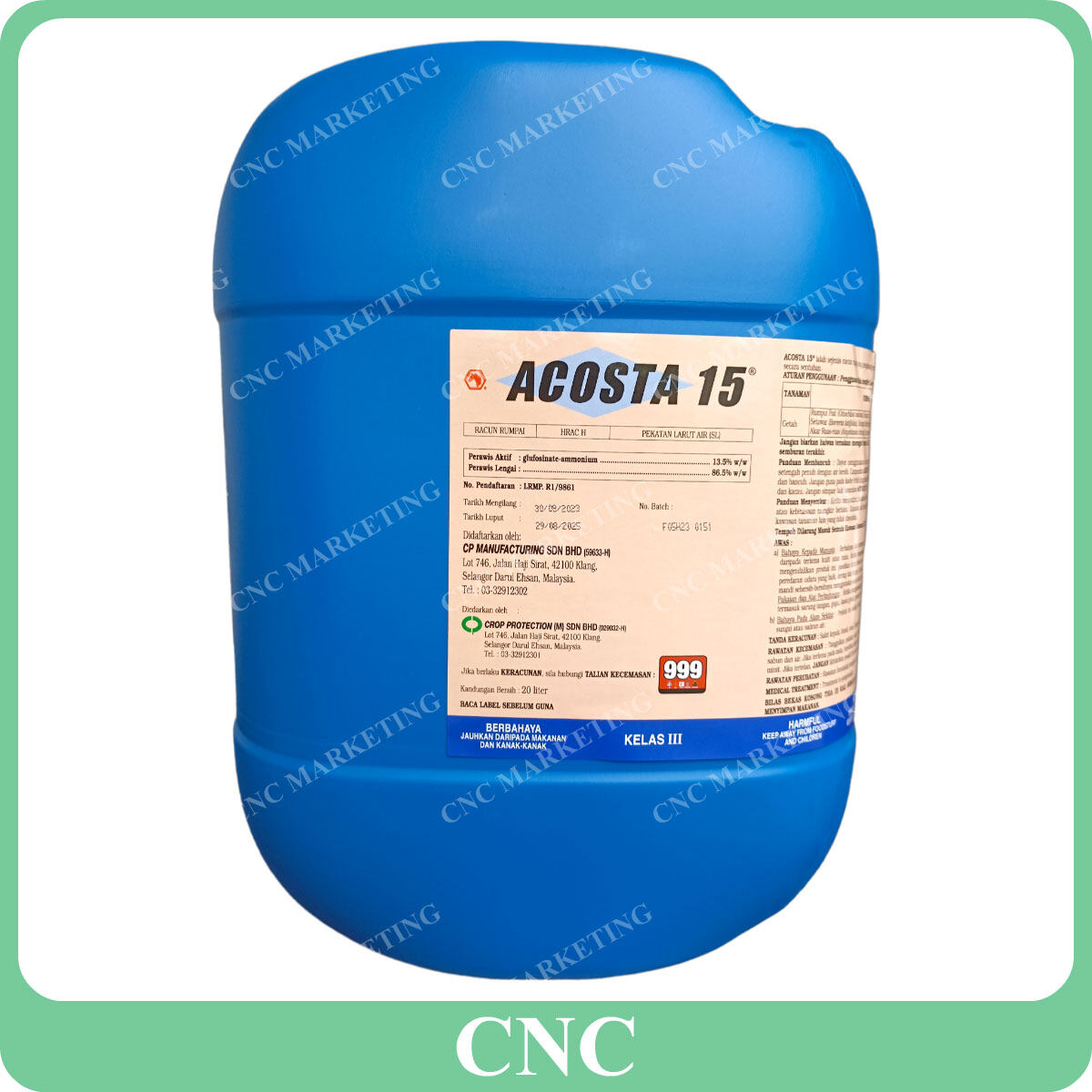 20L Acosta 15 Glufosinate Ammonium 13.5% Crop Protection Racun Rumput ...