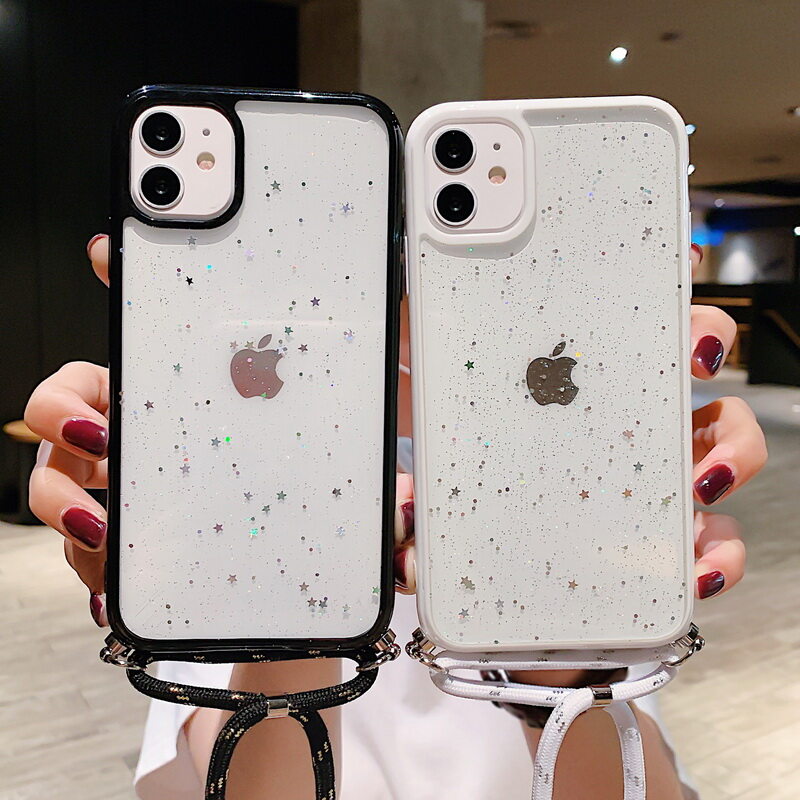 เคสโทรศัพท์ซิลิโคนลายดาวอีพ๊อกซี่สำหรับiPhone 11,Pro Max XS XR X 8 7 Plus SE 2020พร้อมสายคล้อง ...