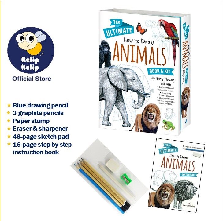 How to Draw Animals Book & Kit Gift Box For Kids With Stationery Sketch ...