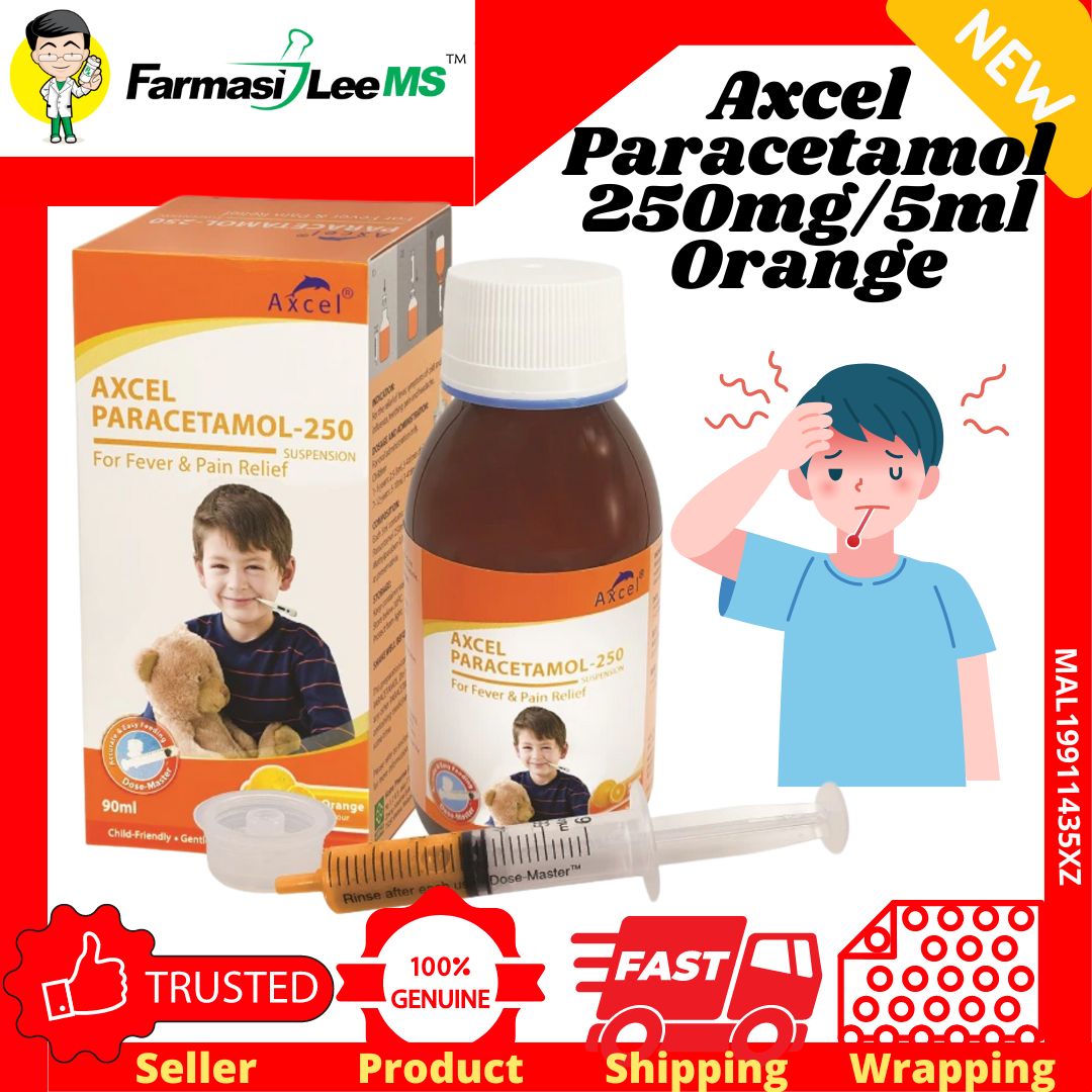 Axcel Paracetamol 250mg 90ml Orange Flavour (Exp 01/2026) | Lazada