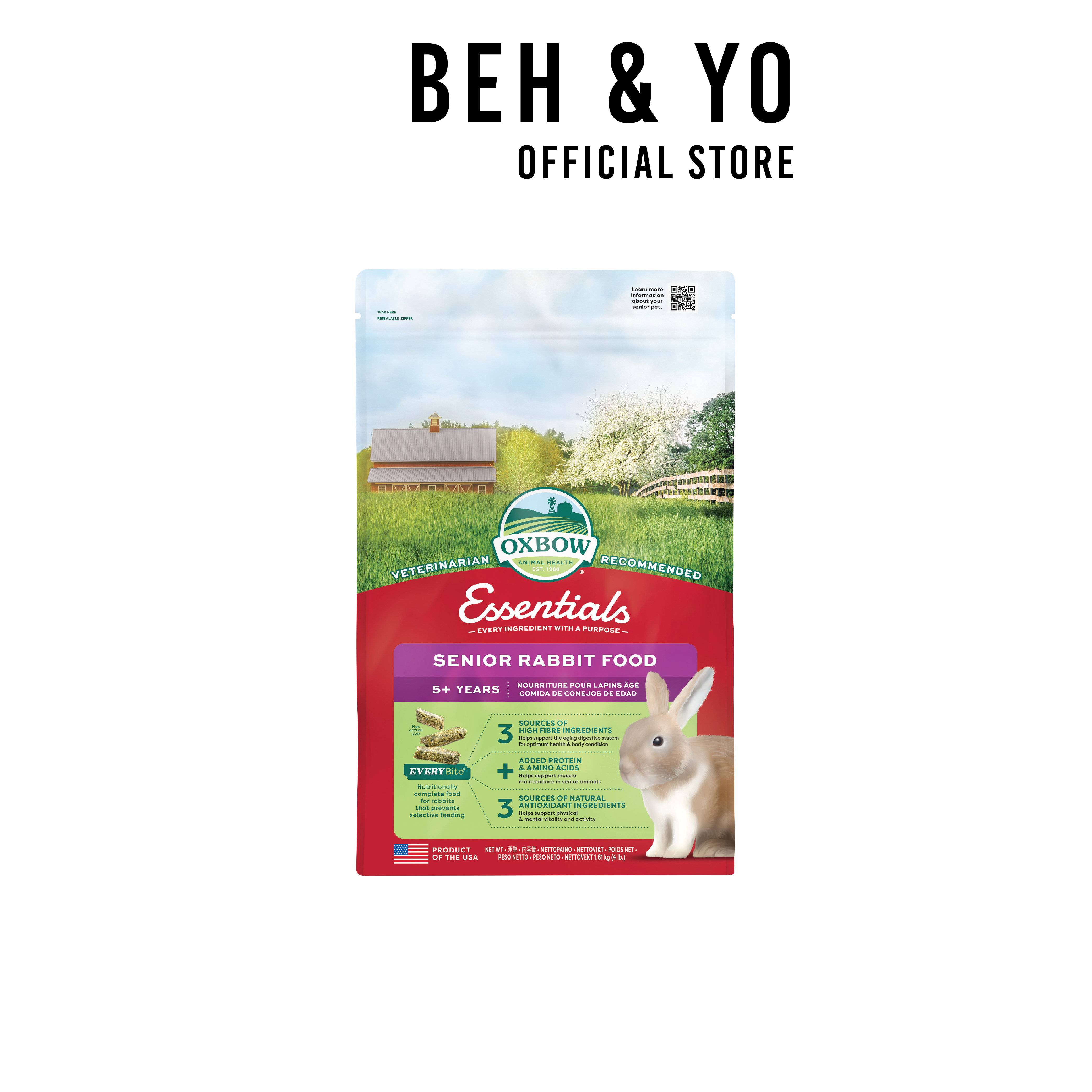 [EXP: Sep 21, 2024] Oxbow Senior Rabbit Food (4 lb) - 1.81 kg | Lazada