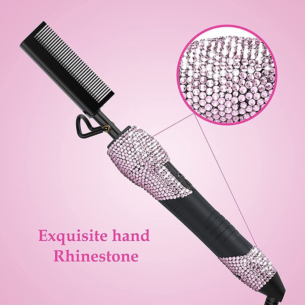 FlatIron Ceramic Professional Pressing Comb Diamond Straightener Comb ...