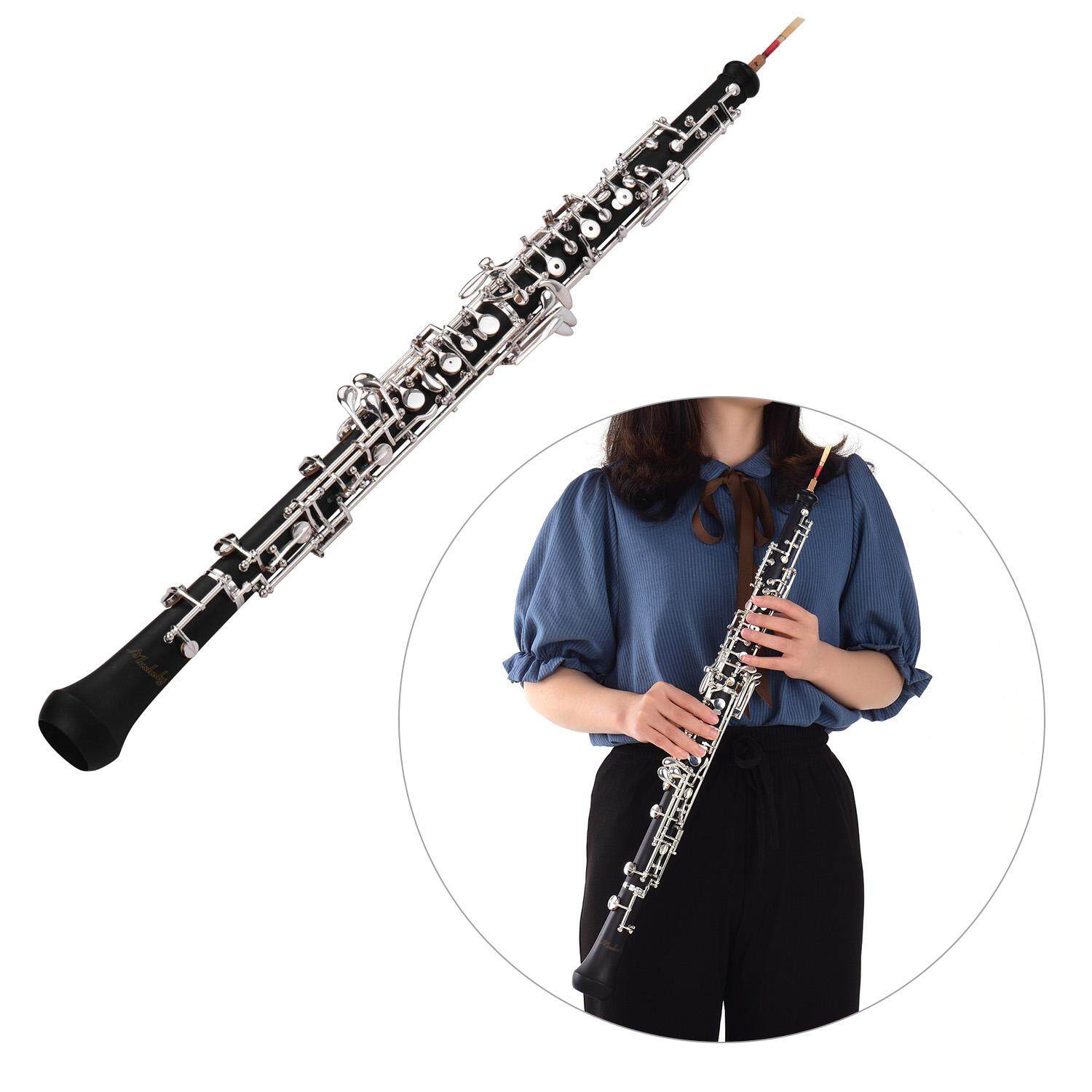 PremiumMuslady Professional Oboe C Key Semi-automatic Style Nickel-plated Keys Woodwind ...