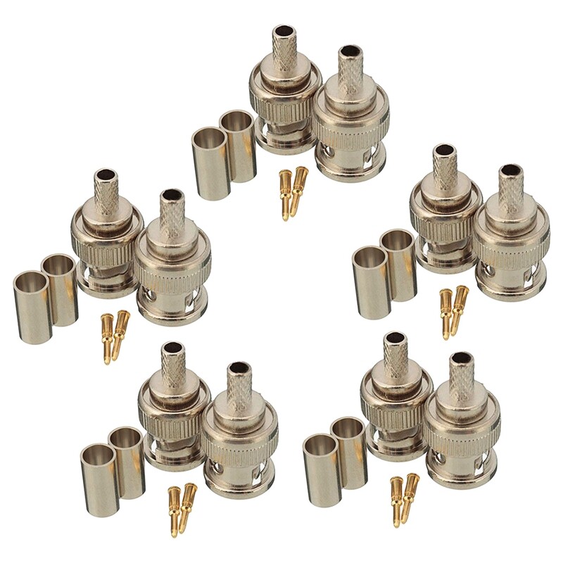 10 Sets 3-Piece BNC Male RG58 Plug Crimp Connectors - ERTIC - ThaiPick