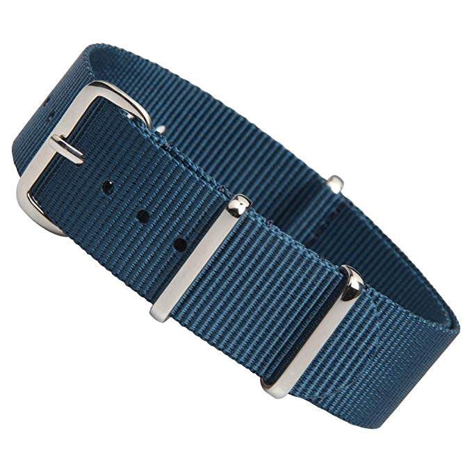 Navy Blue 18mm Watch strap 22mm Nato Heavy Duty Nylon Strap Cordura ...