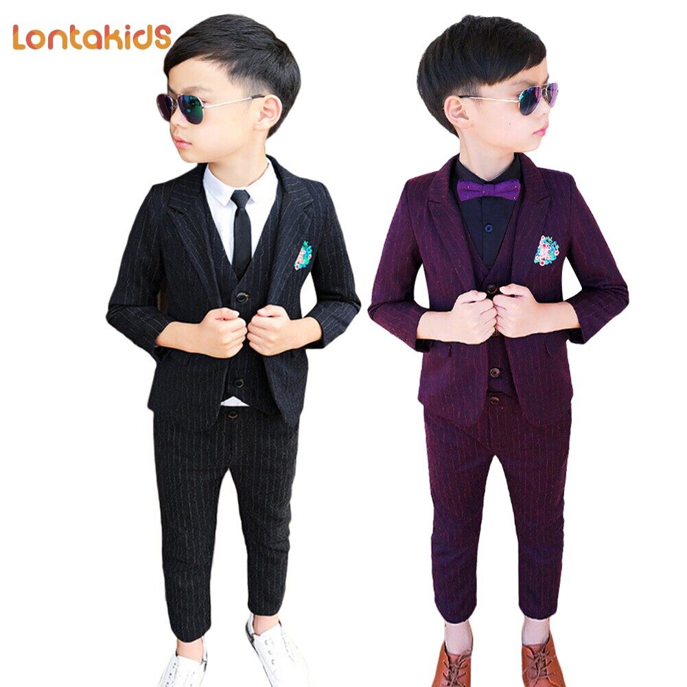 lontakids 3-11Years Kids Boys Formal Stripe Suit Set Blazer Jacket ...