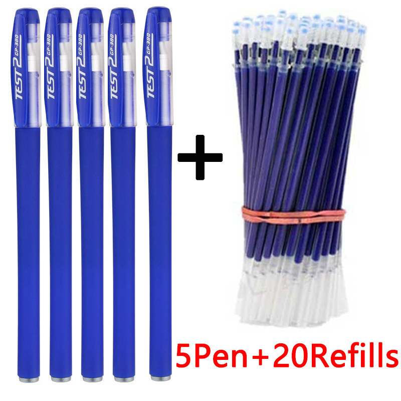 5 pen + 20 refill ballpen set Gel pen black gel ink color Office ...