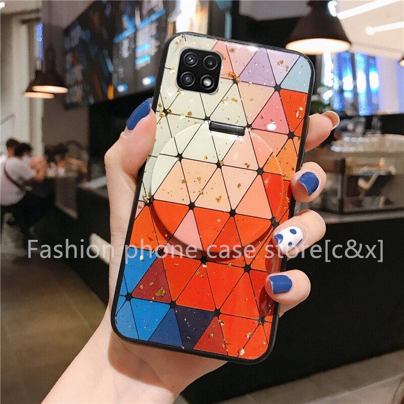 Case เคส Samsung Galaxy A22 A32 A52 A72 4G 5G M32 เคสโทรศัพท Casing Marble Crack Glitter Pattern ...