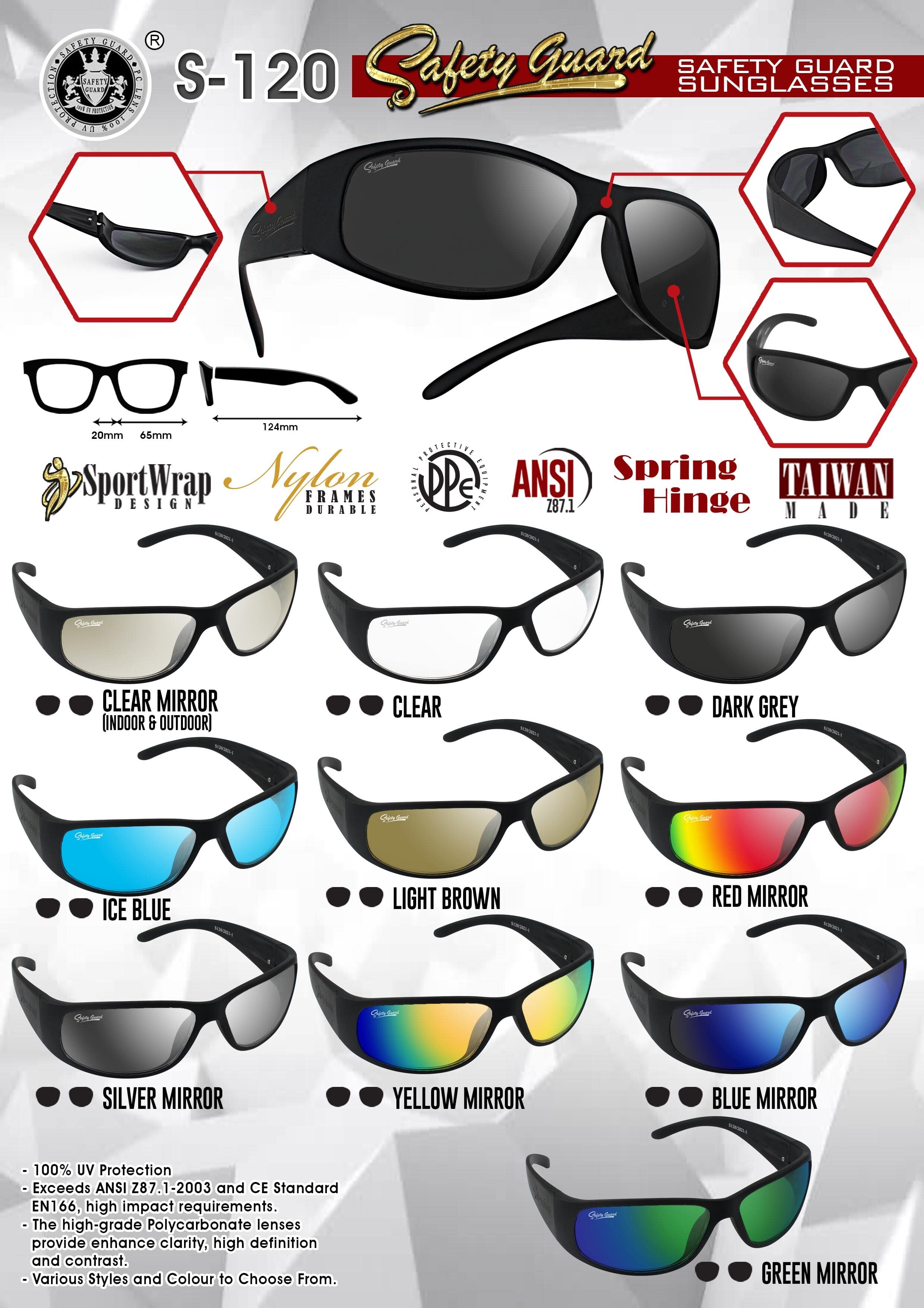 Safety Guard S -120 Sun Glasses Working Eyewear Goggle Safety Guard ...