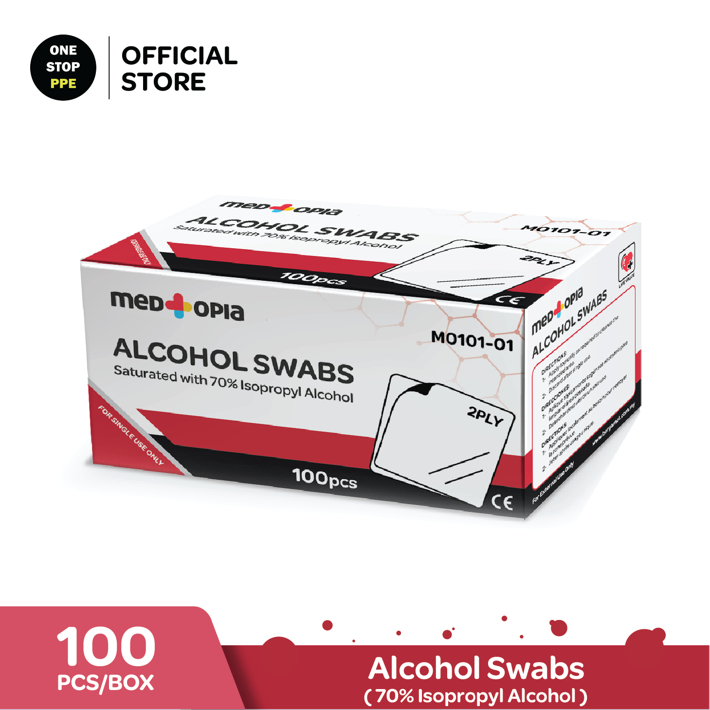 [OneStopPPE] Alcohol Swabs Sterile Alcohol Pad for Sanitize 100 PCS ...