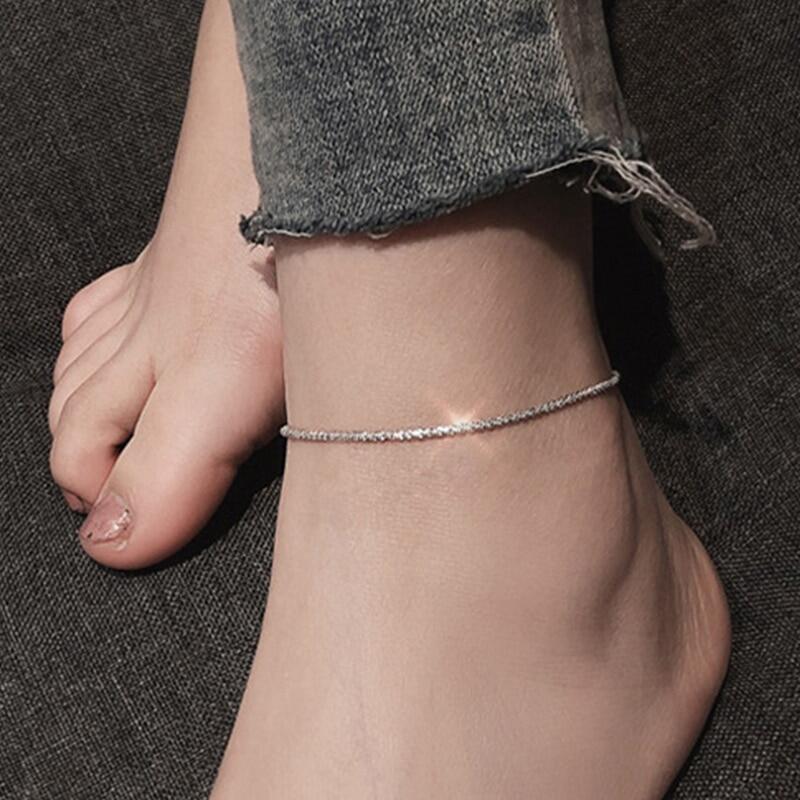 HCharm 925 Silver Plated Cube Chain Anklet Bracelet Barefoot Sandal ...