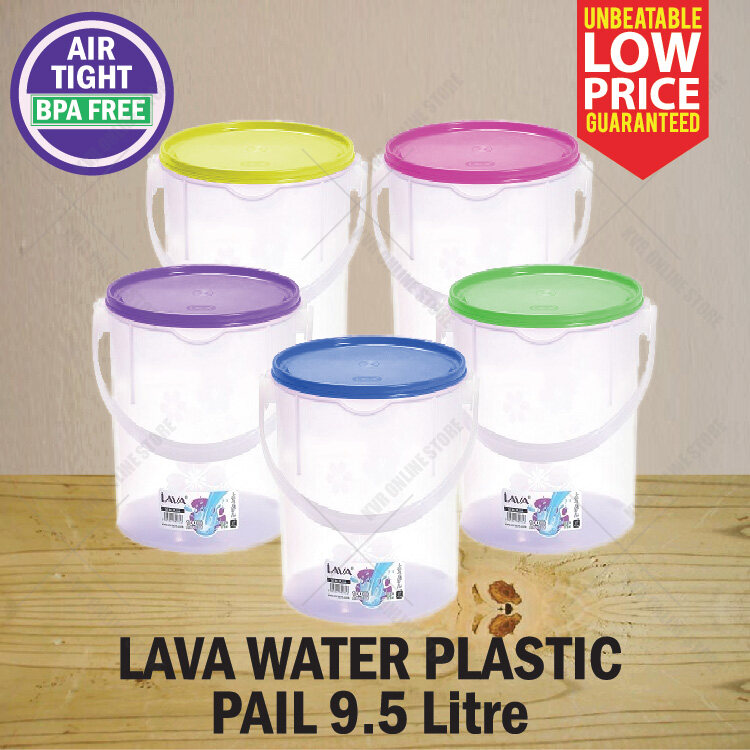 LAVA Water Plastic Pail Container Bucket BPA FREE AIRTIGHT 9.5L /Baldi ...