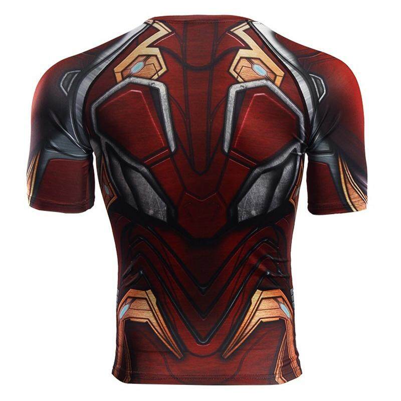 บุรุษบีบอัดเสื้อ I RON Man พิมพ์ด่วนแห้งเสื้อยืดออกกำลังกายการฝึกอบรม ...