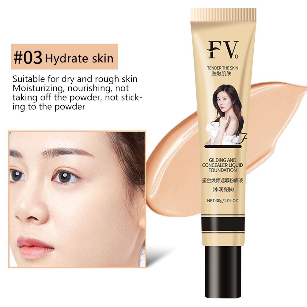 【ซื้อ1แถม1】 [ของขวัญฟรี] Face Korea Fv Foundation Gilded Base Liquid Cream Coverage Oil-Control ...