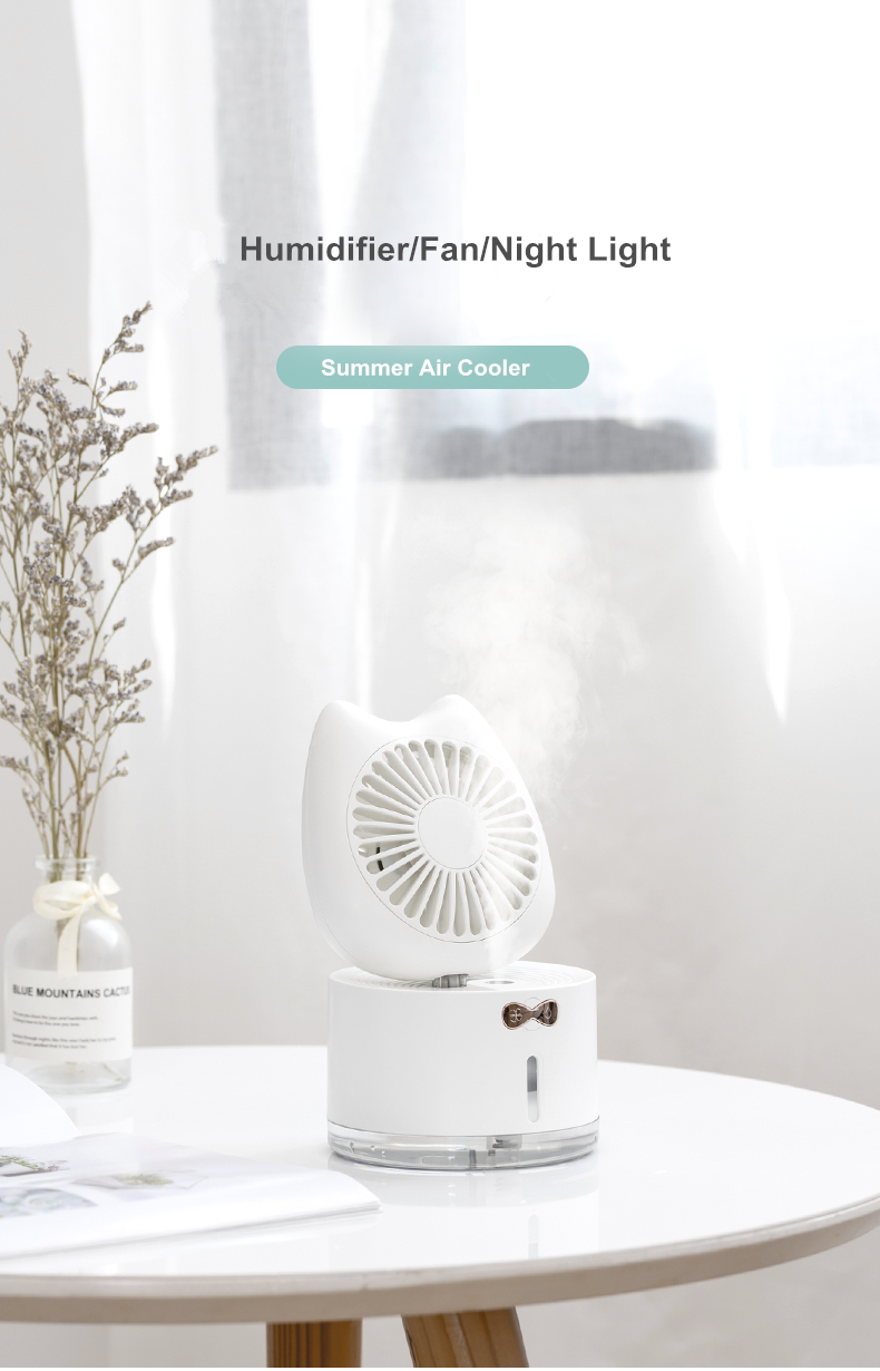 3 In 1 Multifunction Humidifier Mist Spray Fan 3 Speed 2000mAh ...