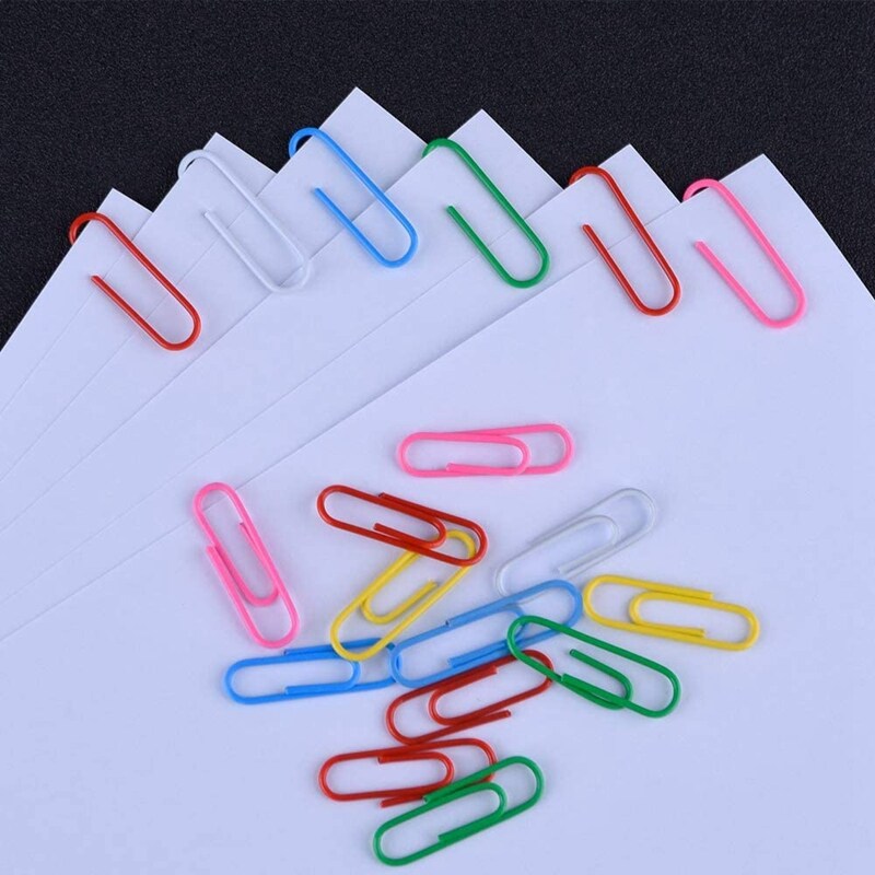 Pack of 300 Paper Clips Assorted Colours Large Paper Clips Colourful ...