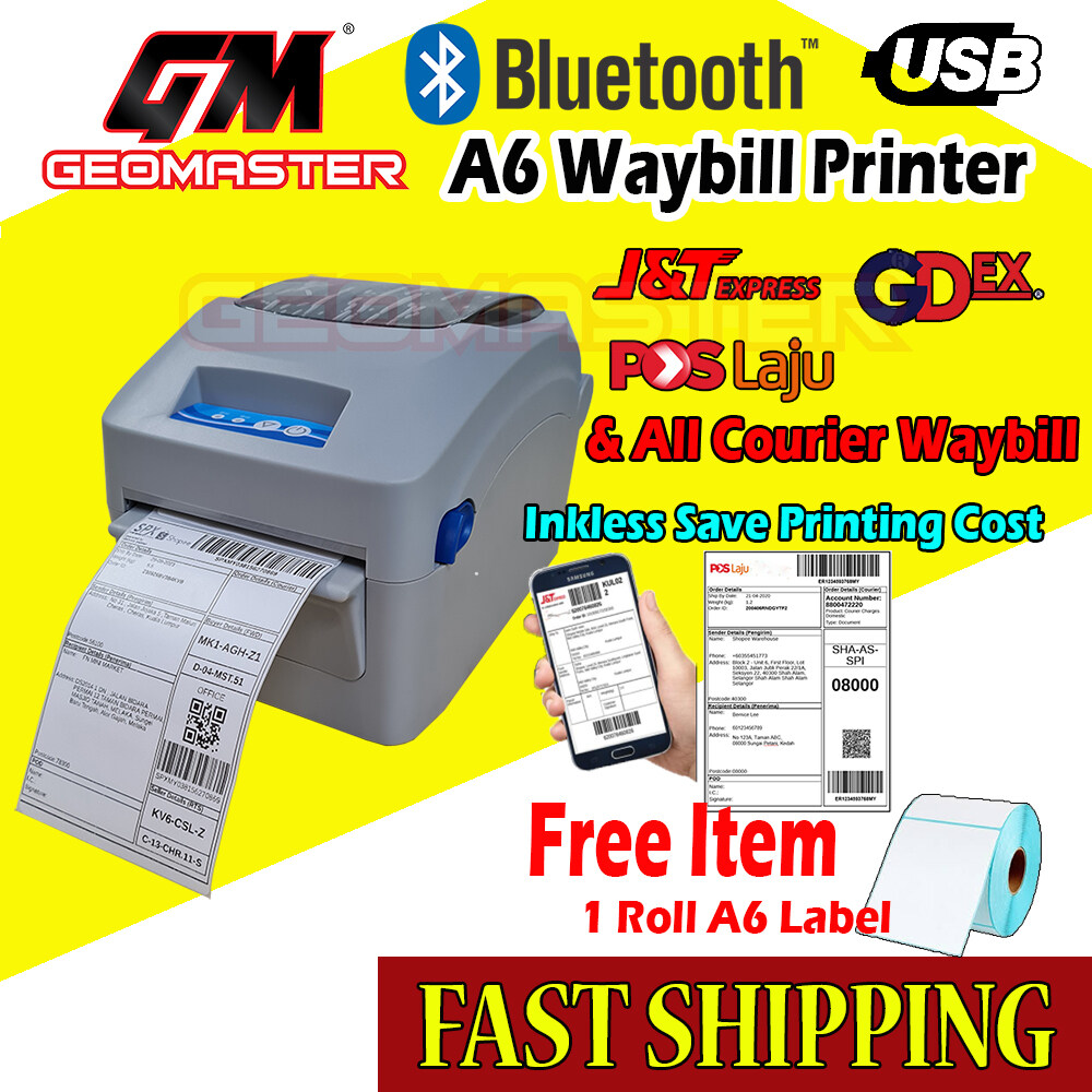 Geomaster GM-809BT Bluetooth A6 Label Thermal Printer Label Air Waybill ...