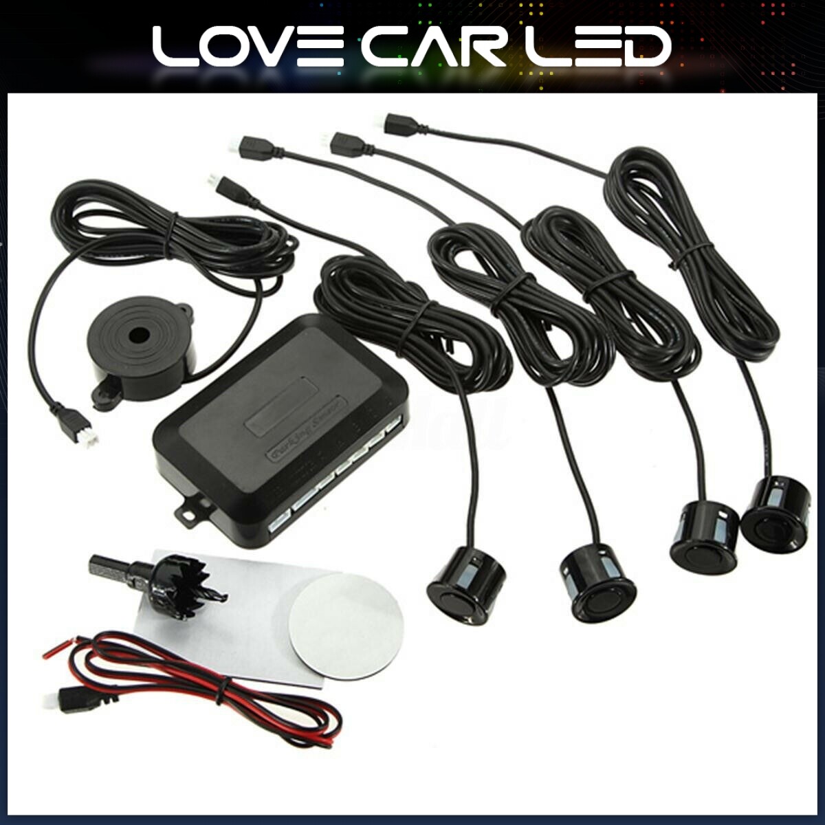 4 Black sensor Car Reverse Alarm Buzzer Radar System System Kits | Lazada