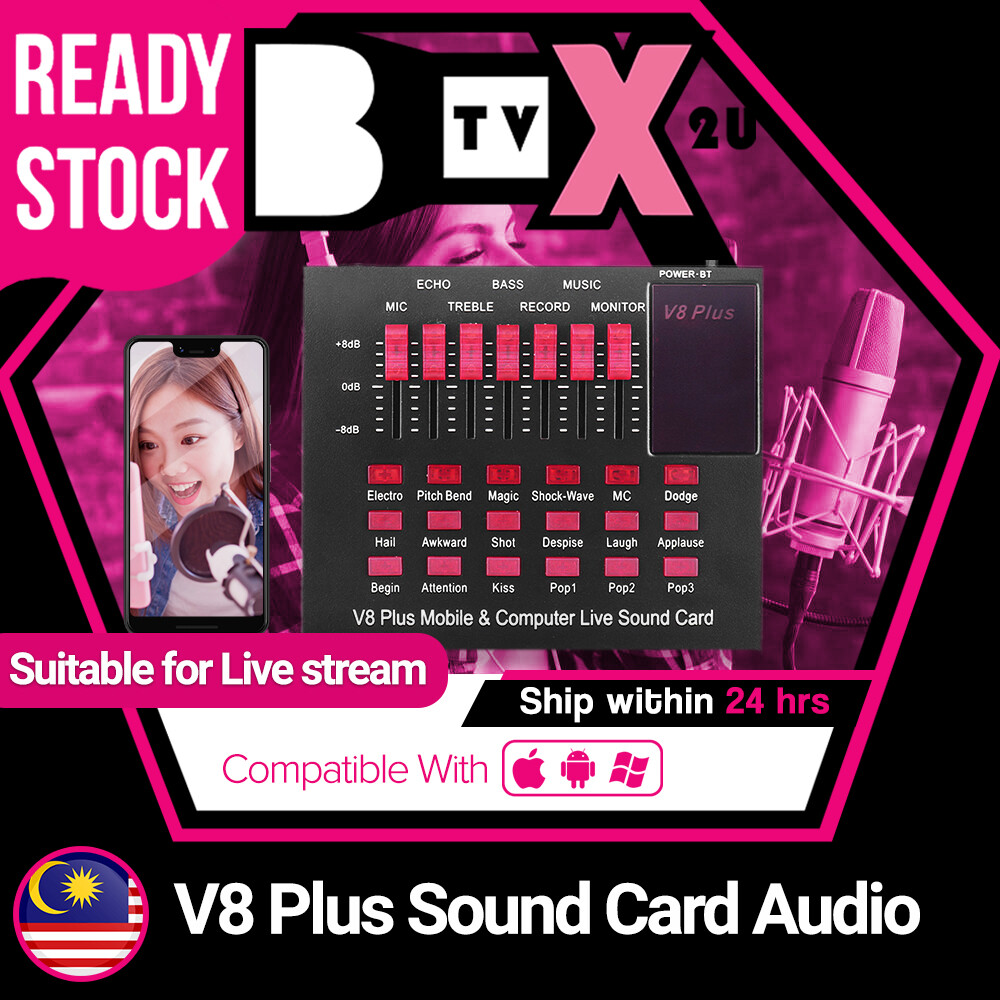 Ready Stock🇲🇾 V8 Plus Sound Card Mixer for Streamer Live, Radio ...