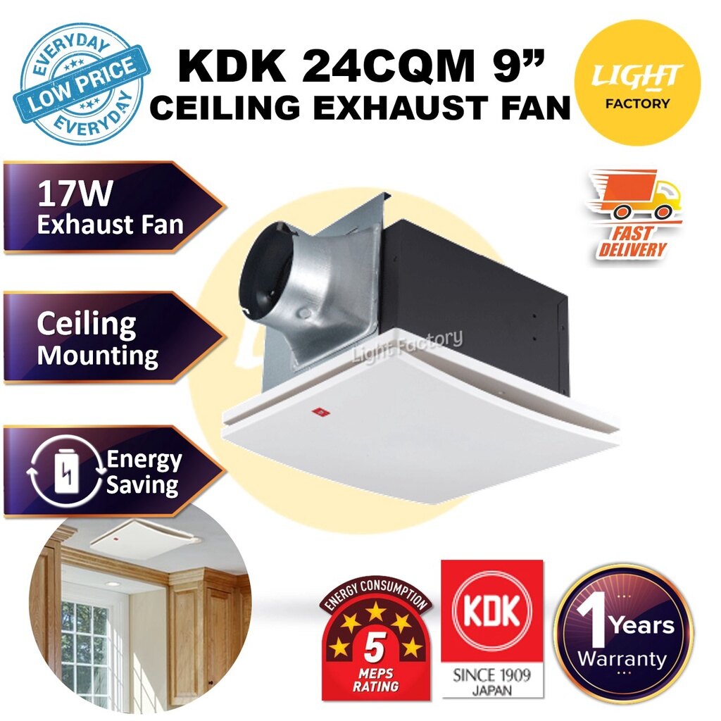 KDK 17CQM | 24CQM Steel Type Ceiling Mount Sirocco Ventilation Fan With ...