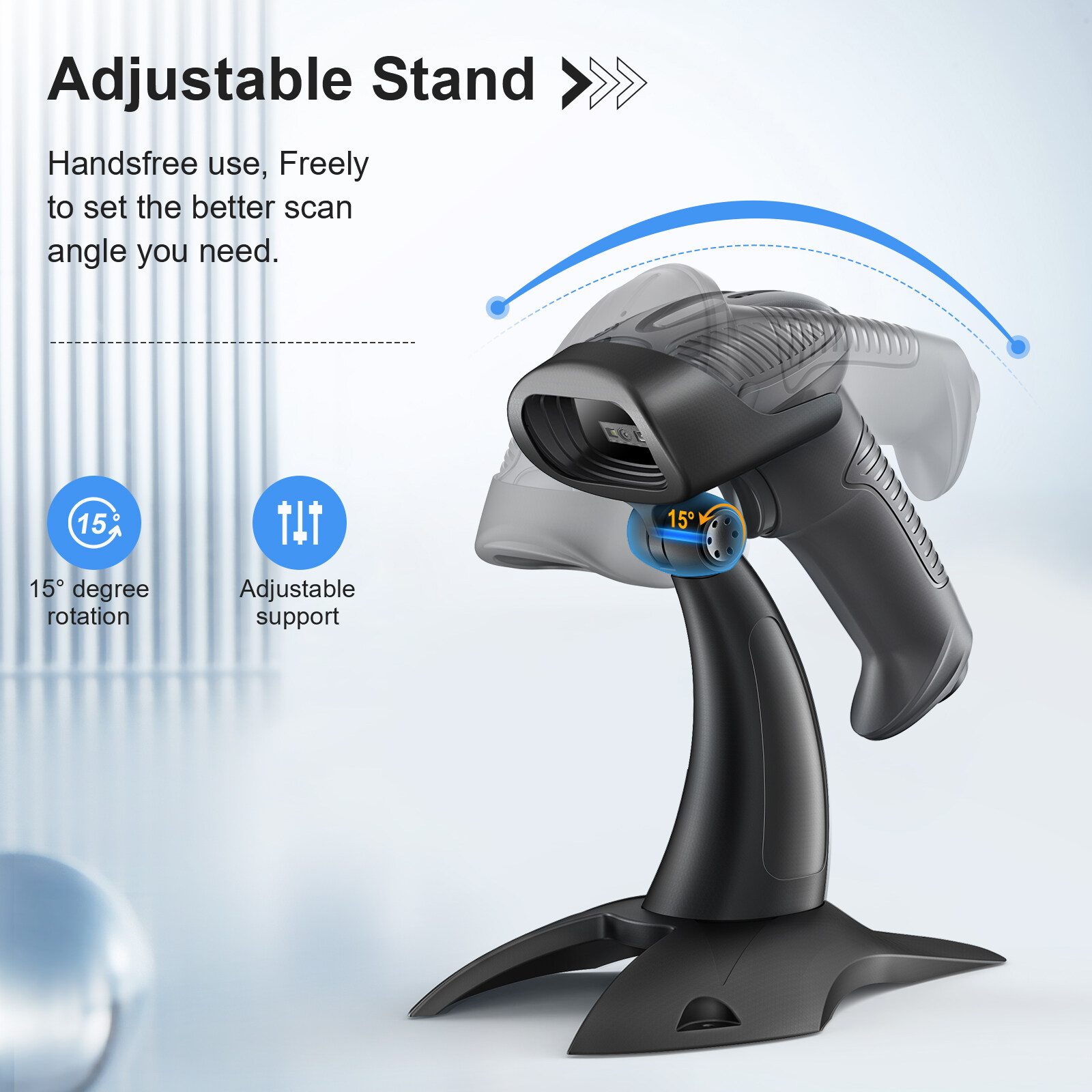 Evnvn 1D 2D Barcode Scanner Stand, QR Handheld แบบมีสาย USB เครื่องอ่าน ...