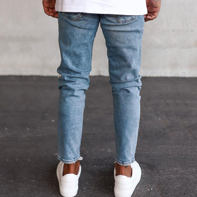 HOPEU Ripped Jeans Men Slim Fit Fashion Long Pants for Men New Style ...