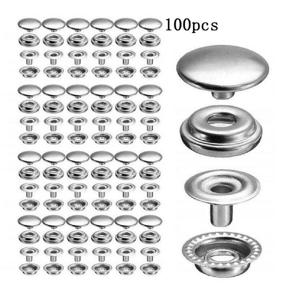 PEXELS 100x 15mm Stainless Steel Snap Fastener Press Stud Button Kit ...