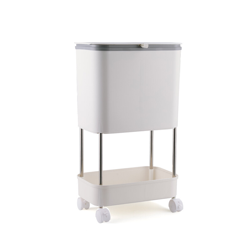 20l Kitchen Waste Bin 2 Tier Waste Bins With Lids, Wheels, Shelves, 2 ...