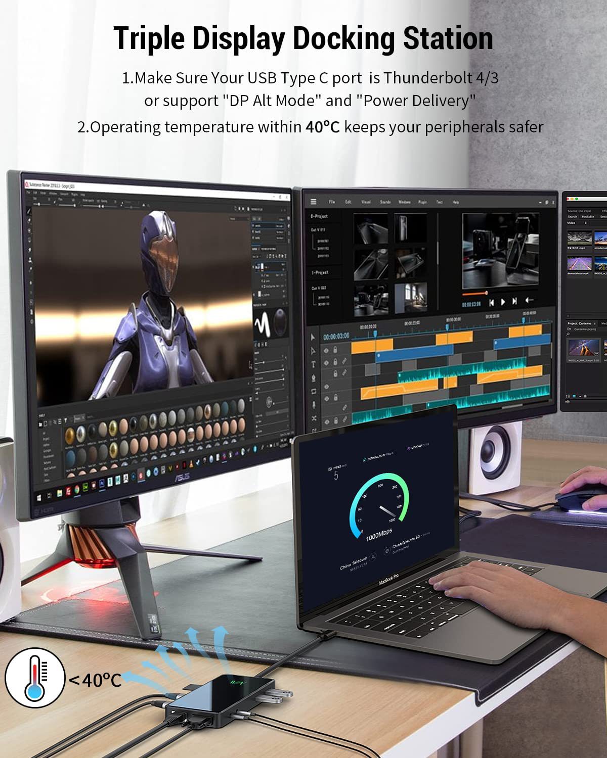 USB Type C Displaylink Dual HDMI 2K 4k Adapter Hub Laptop Docking ...