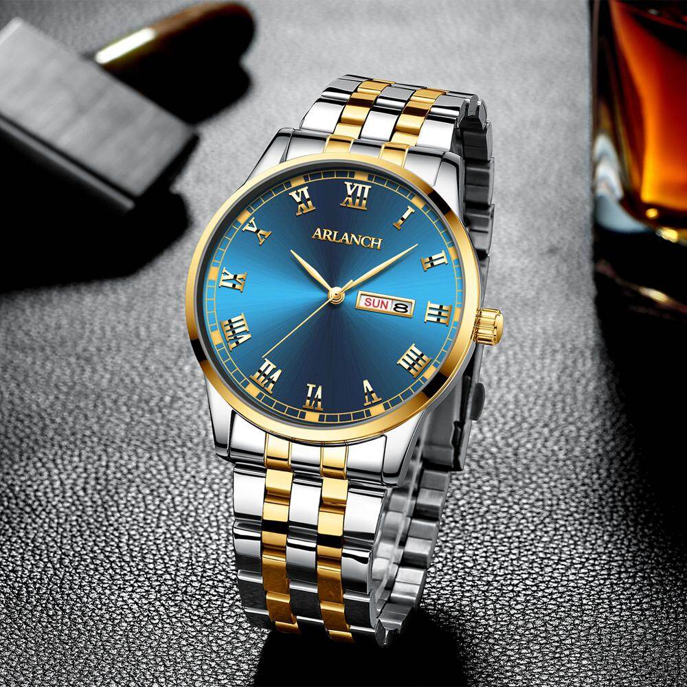 Arlanch 318 แฟชั่นผู้ชายธุรกิจหรูหรานาฬิกาสแตนเลสนาฬิกาควอทซ์กันน้ำ ...