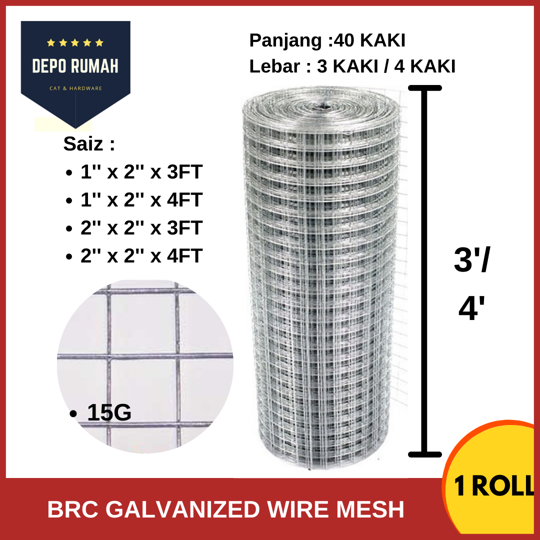 [40 KAKI] x 15G BRC Galvanized Welding Wire Mesh Net Netting / Dawai Jaring | Lazada
